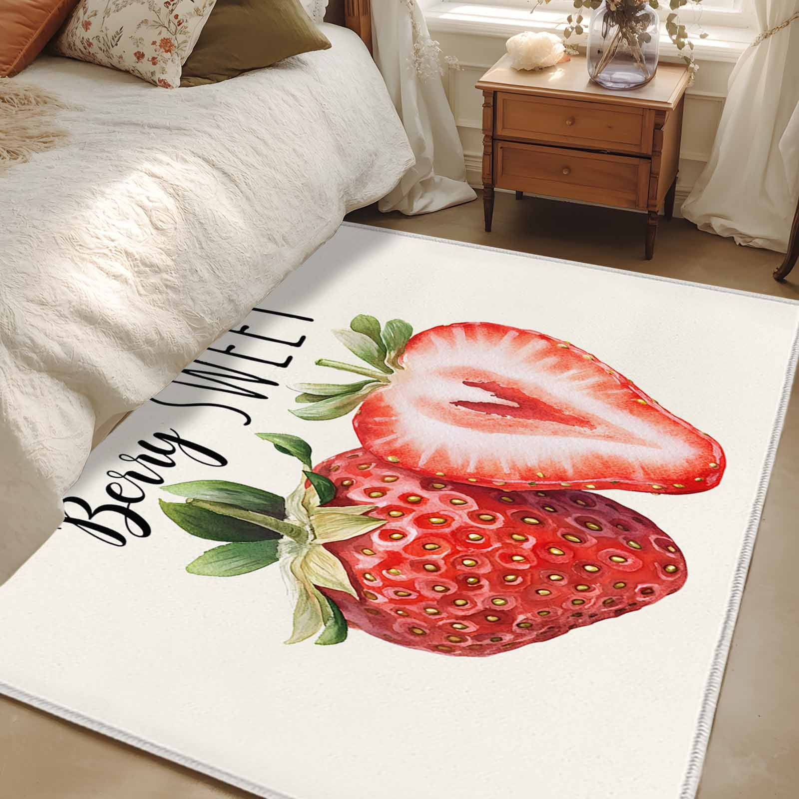 2.7x5 Area Rugs, Strawberry Non-Skid Rubber Backing Large Rectangle ...