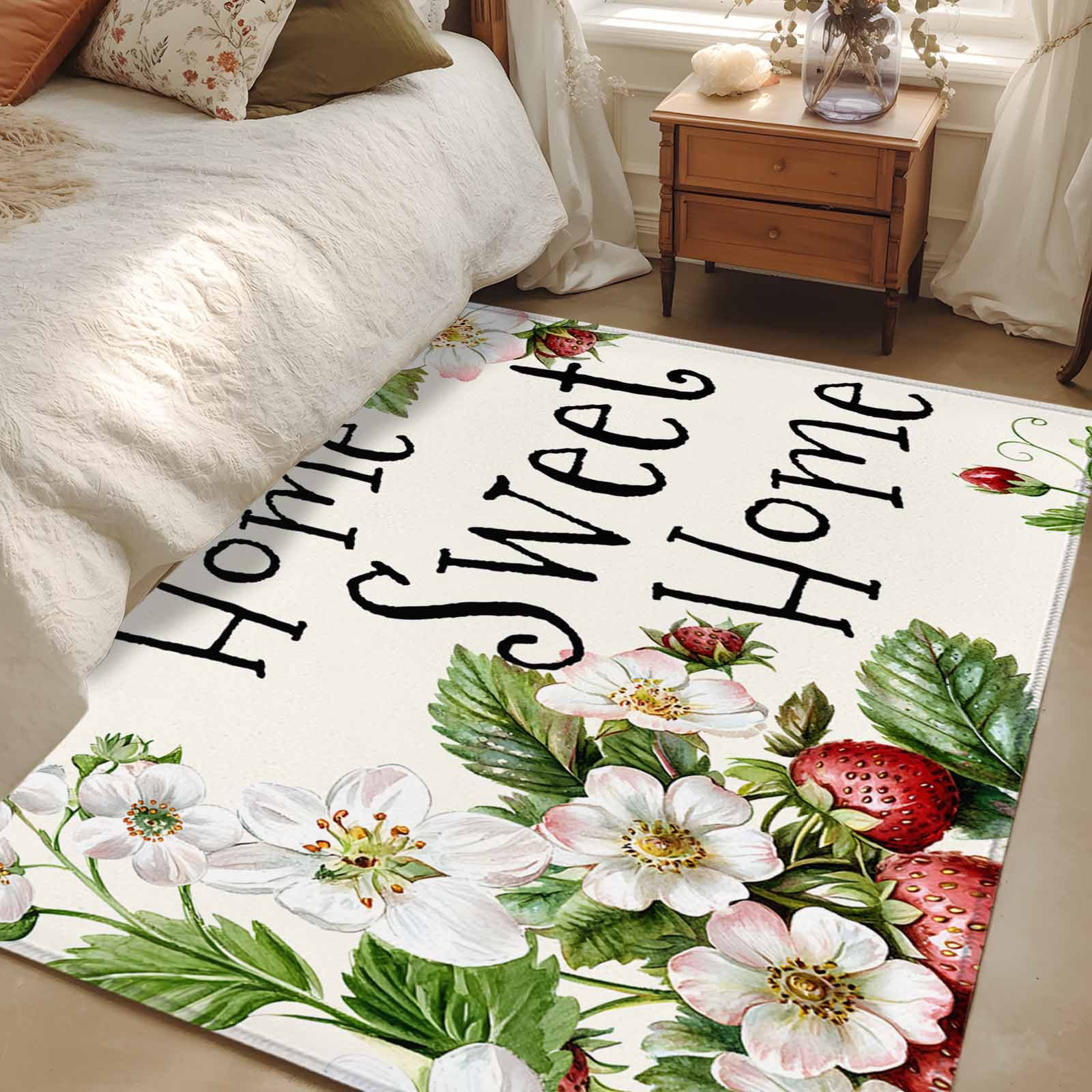 2.7x5 Area Rugs, Strawberry Non-Skid Rubber Backing Large Rectangle ...