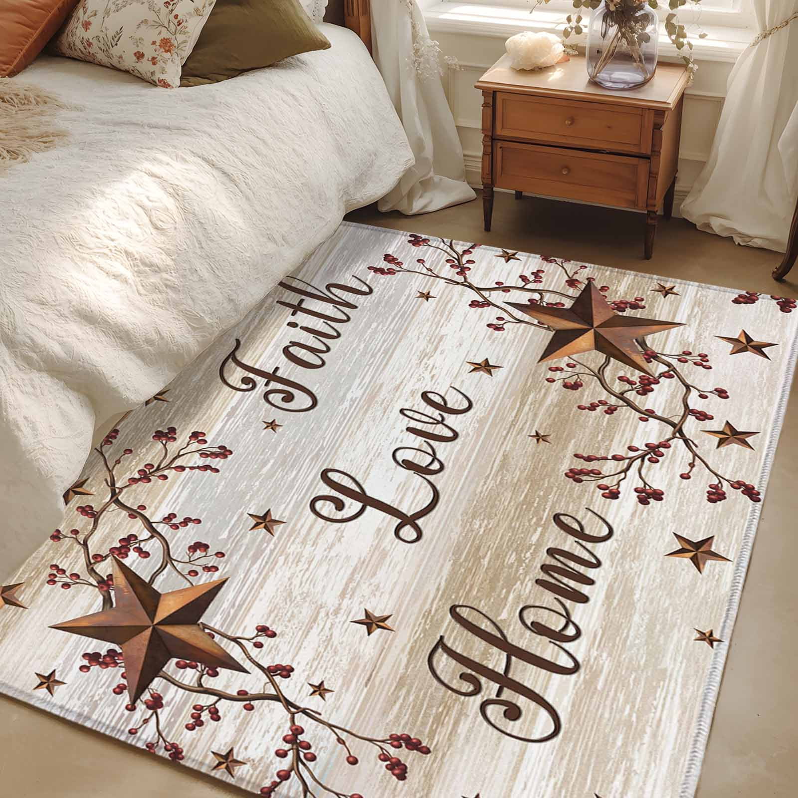 2.7x5 Area Rugs, Texas Star Brown Non-Skid Rubber Backing Large ...