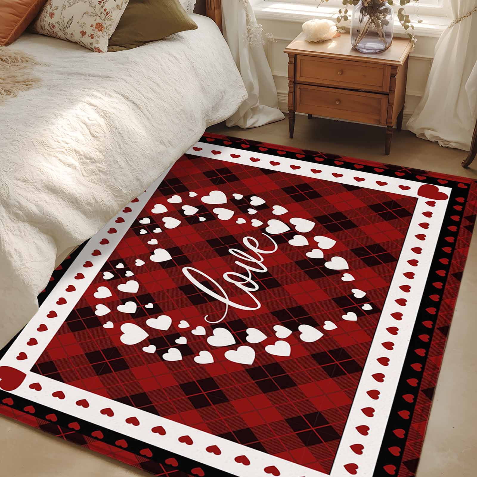 2.7x5 Area Rugs, Valentine's Day Non-Skid Rubber Backing Large ...