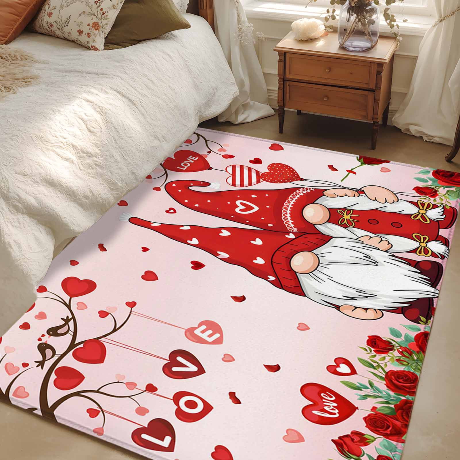 2.7x5 Area Rugs, Valentine's Day Non-Skid Rubber Backing Large ...