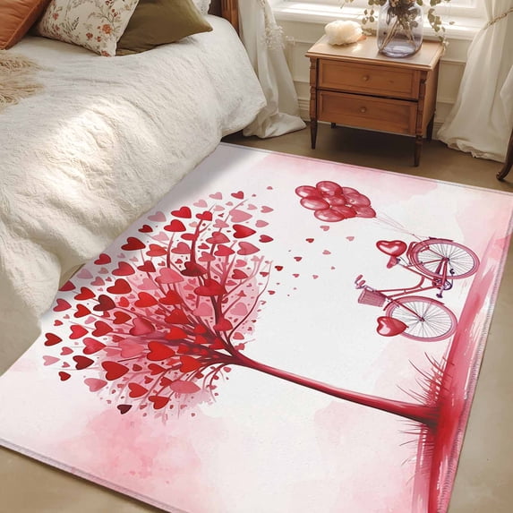 2.7x5 Area Rugs, Valentine's Day Non-Skid Rubber Backing Large ...