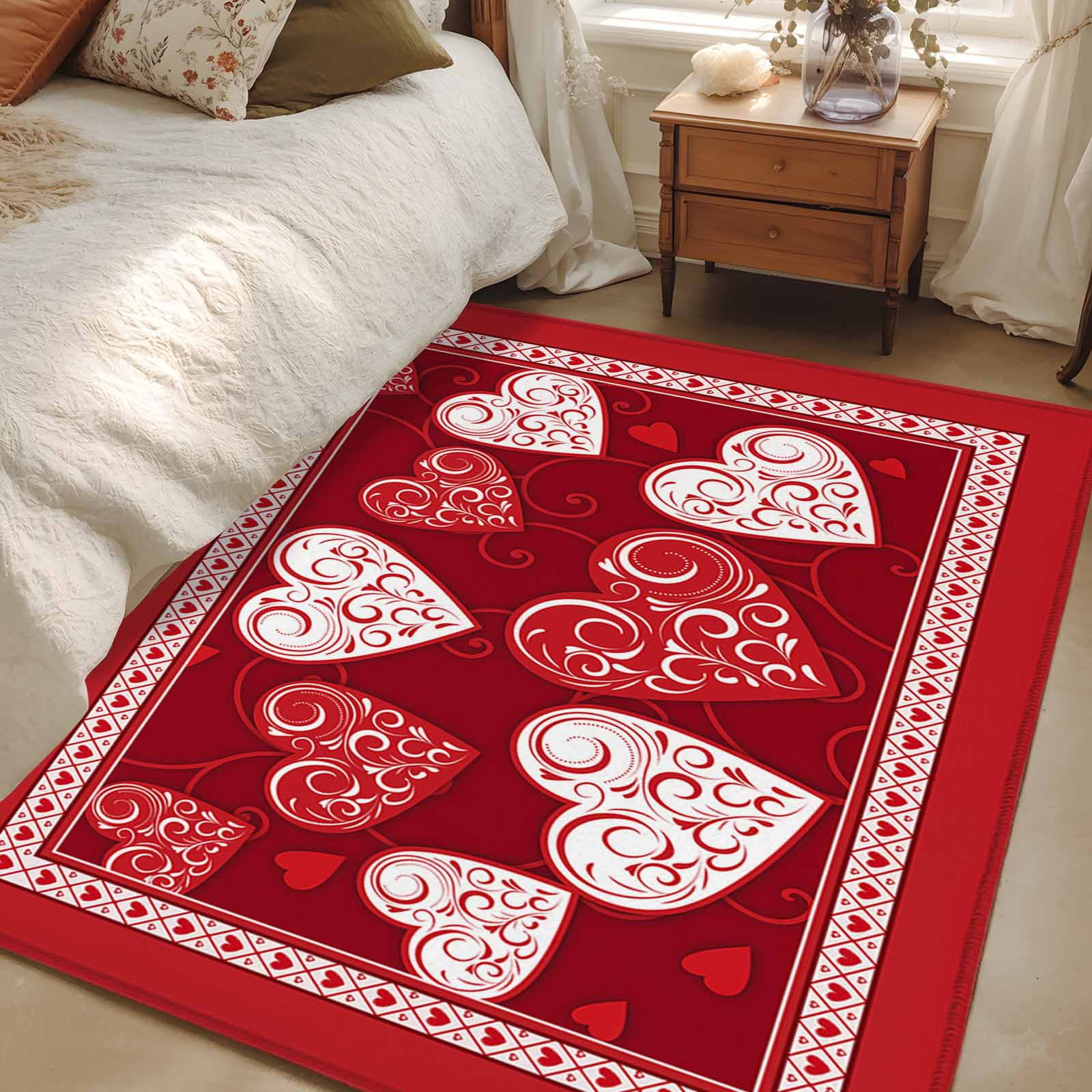2.7x5 Area Rugs, Valentines Non-Skid Rubber Backing Large Rectangle ...
