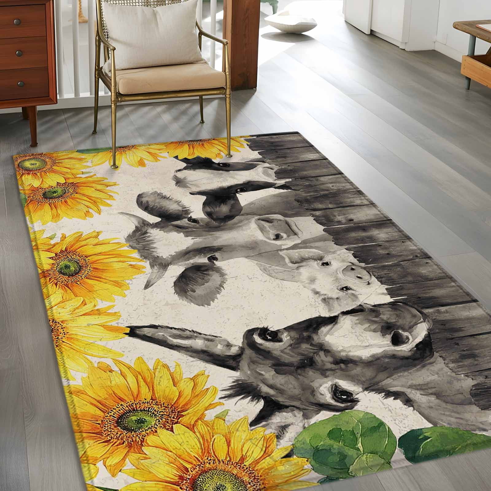 2.7x5 Washable Area Rug, Farm Animal Non-Slip Rectangle Rug for Bedroom ...