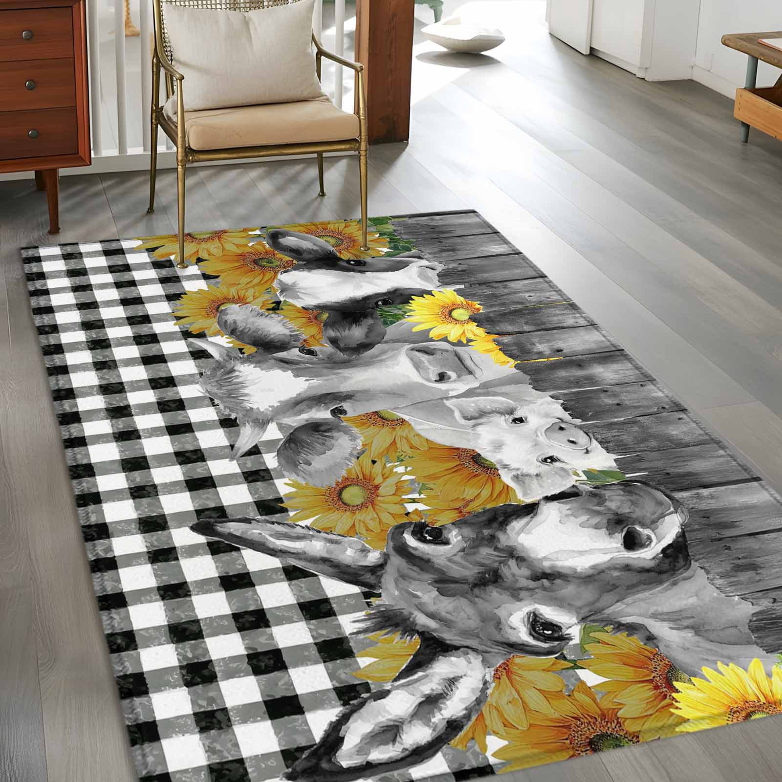2.7x5 Washable Area Rug, Farm Non-Slip Rectangle Rug for Bedroom ...
