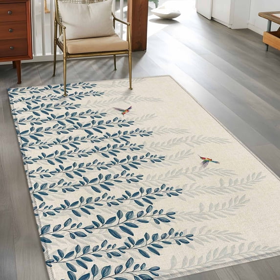 2.7x5 Washable Area Rug, Spring Watercolor Non-Slip Rectangle Rug for ...