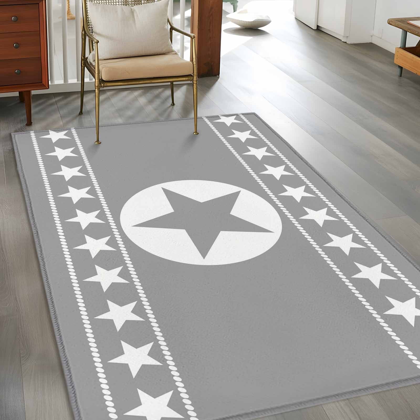 2.7x5 Washable Area Rug, Western Texas Star Non-Slip Rectangle Rug for ...