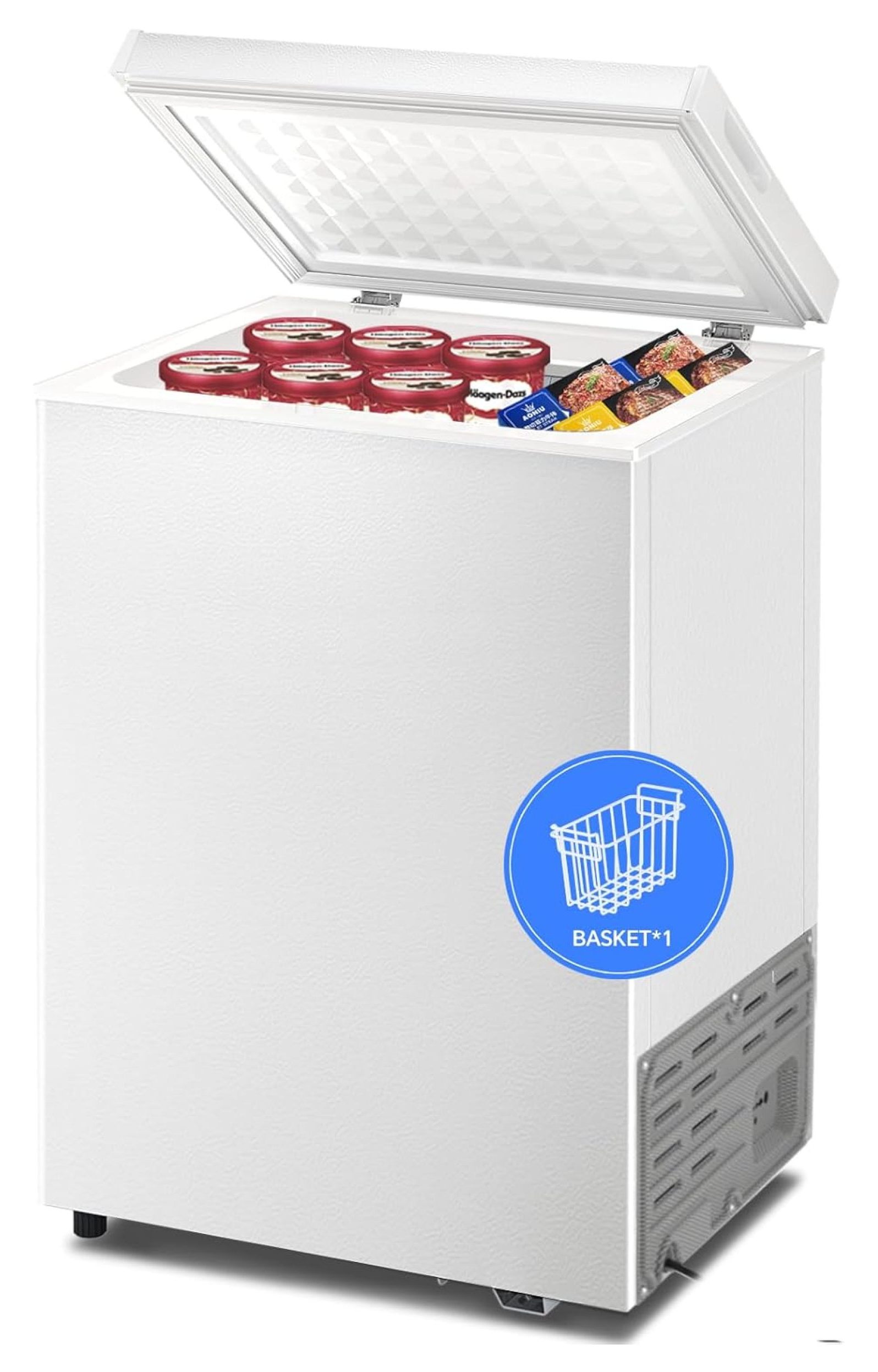 2.8 Cubic Feet Chest Freezer with Removable Basket Free Standing Top ...