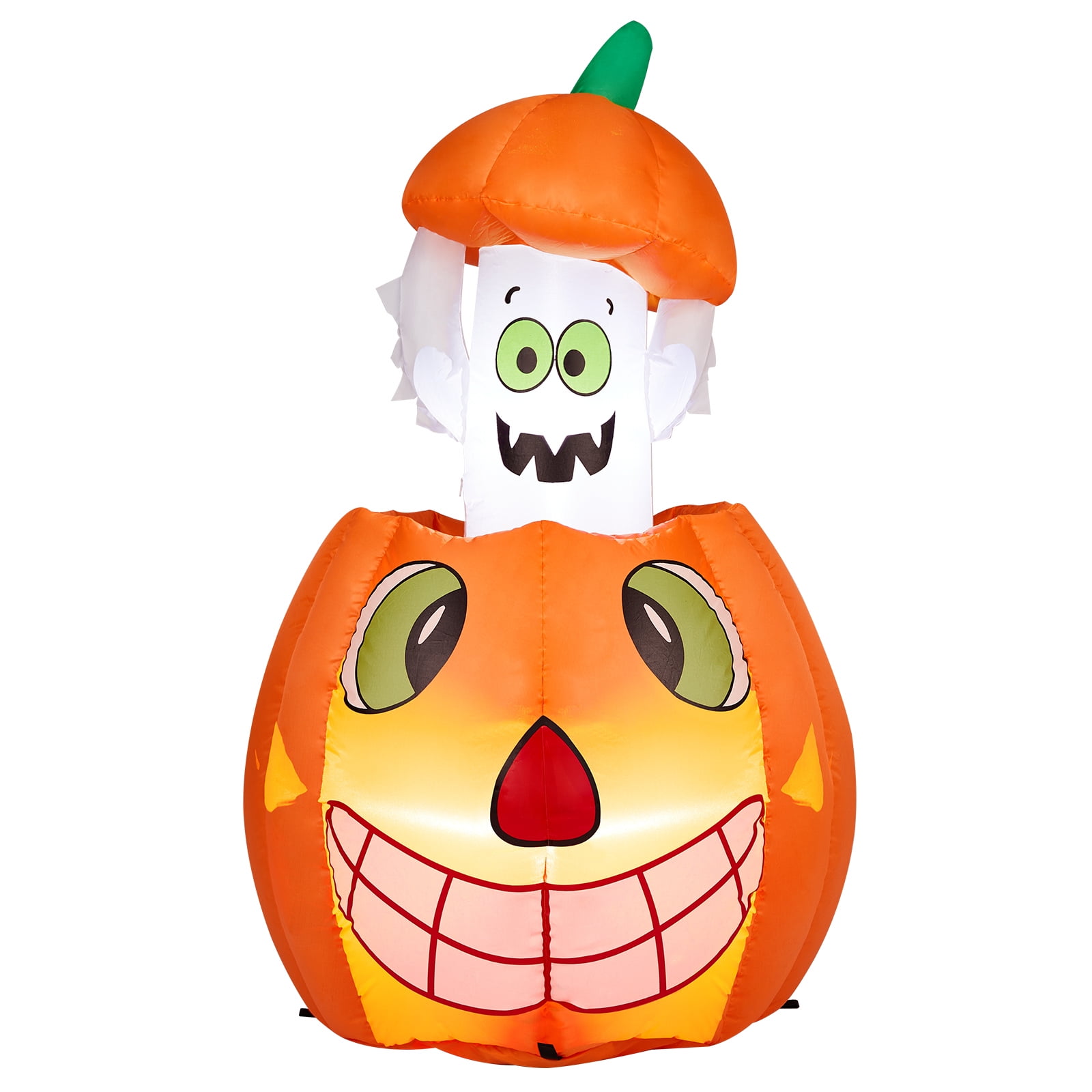 2.8 FT Halloween Inflatables Animated Pumpkin Ghost, Outdoor ...