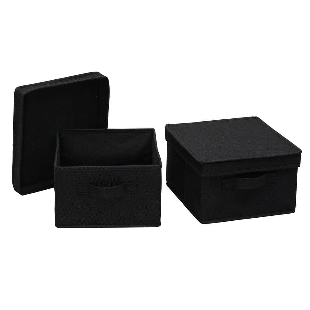 2.8 Gal. Medium Fabric Storage Bins Storage Box with Fully Removable Lid Luxe Black Fabric (2 ...