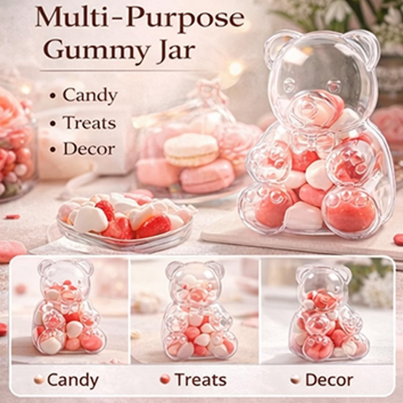 2.8 In Gummy Bear Container,2.7 Inch Clear Gummy Bear Containers, Bear ...