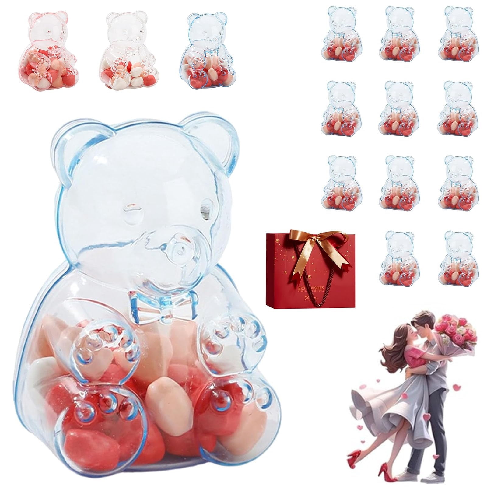 2.8 In Gummy Bear Containers for Valentine'S Gifts, 2.76” Clear Plastic ...