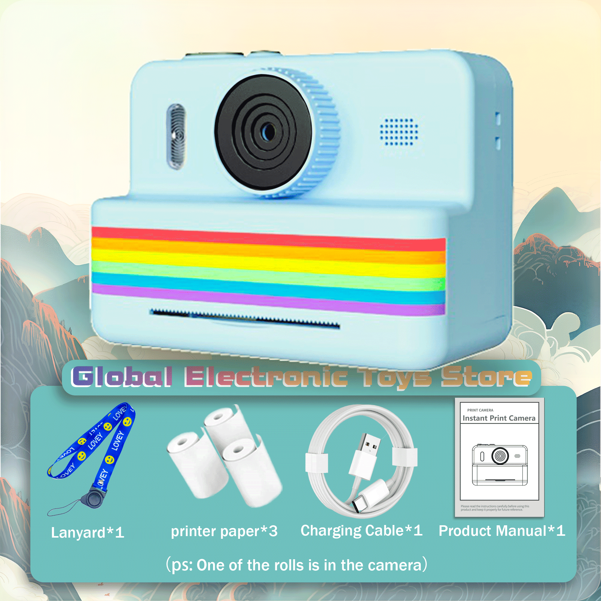 2.8 Inch Large Screen Instant Print Camera, HD Digital Video Camera for Kids, Outdoor Zero Ink ...