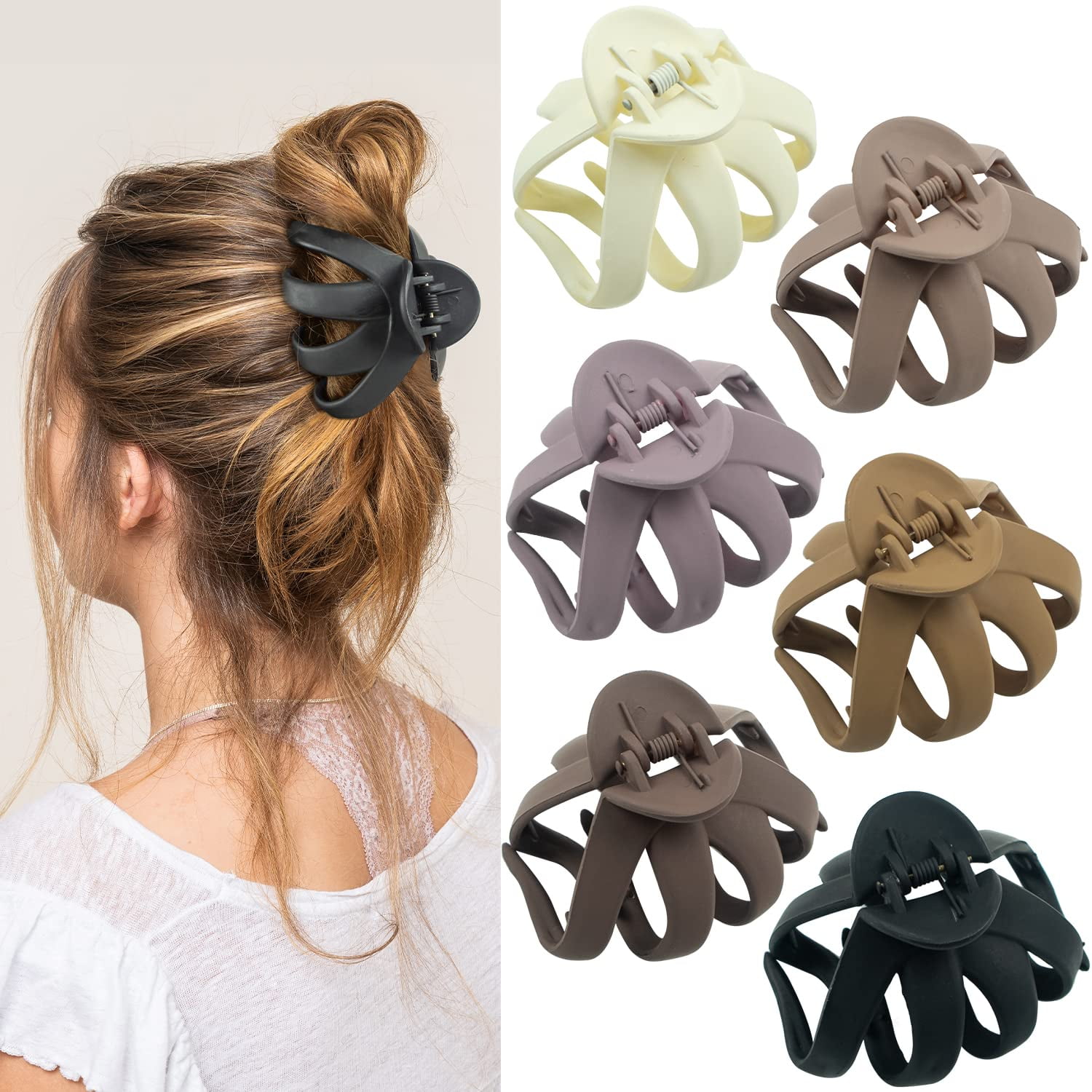 2.8 Inch Medium Octopus Hair Clips for Women, Matte Claw Clips for Thin ...