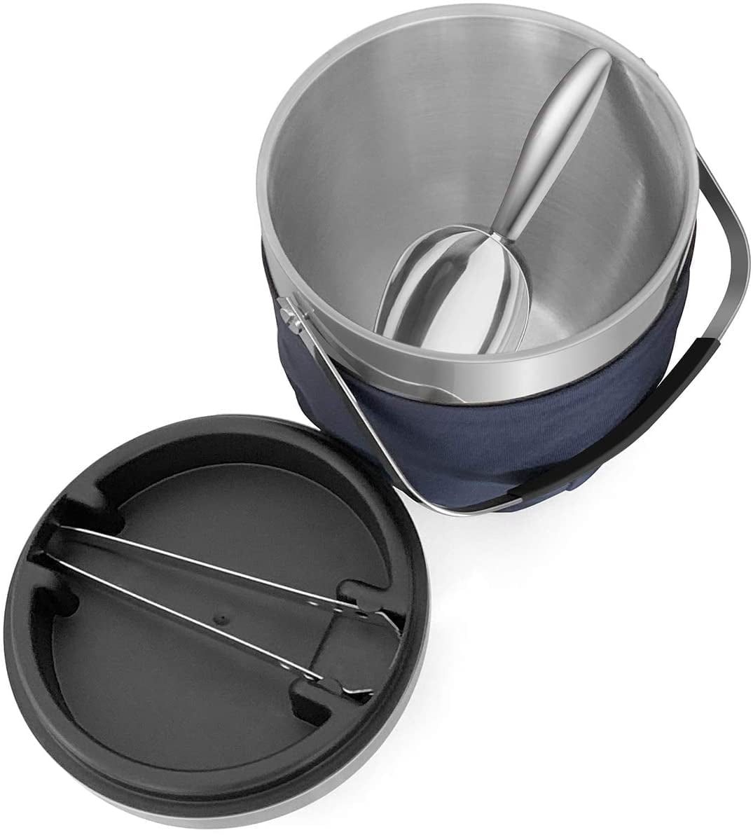Duoupa 2.8L Stainless Steel Insulated Ice Bucket with Lid, Tongs, and ...