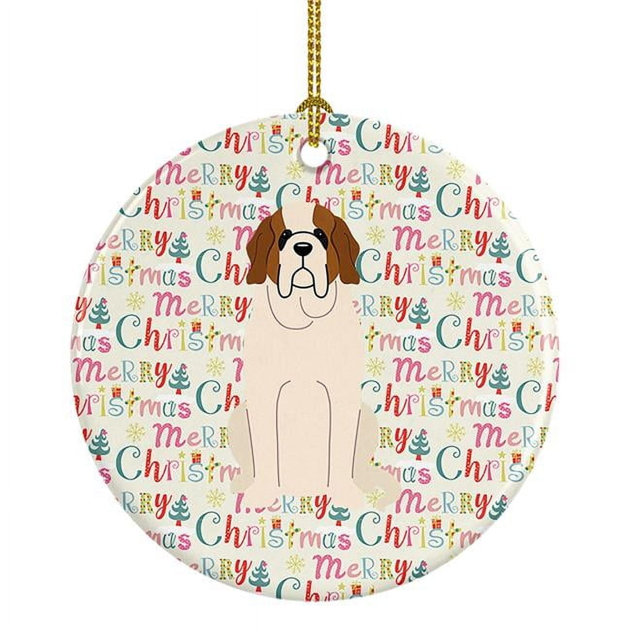 2.8 x 2.8 in. Unisex Merry Christmas Saint Bernard Ceramic Ornament ...