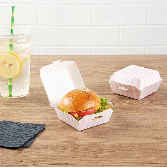 2.8 x 2.8 x 2 Inch Mini Burger Boxes - 100 Clamshell Food Containers ...