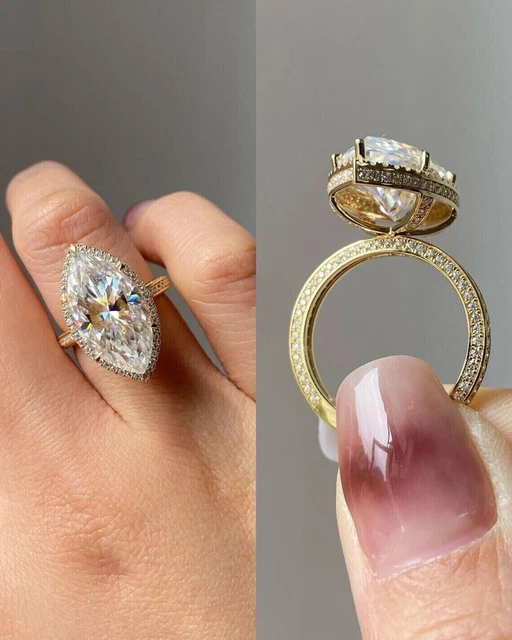 2.80 Ct Marquise Cut Simulated Diamond Halo Wedding Engagement Ring 14K ...