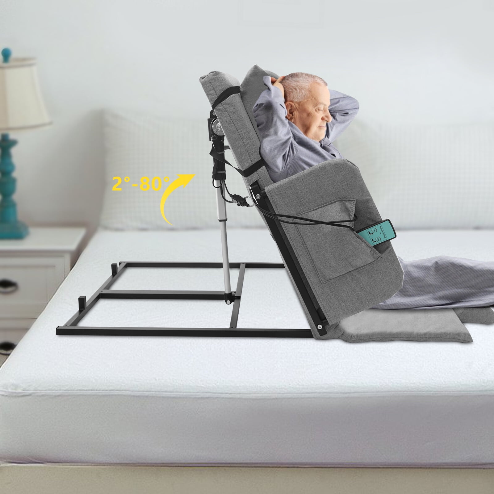 Electric Lifting Adjustable Bed Back Rest Grey Electric Lift Backrest ...
