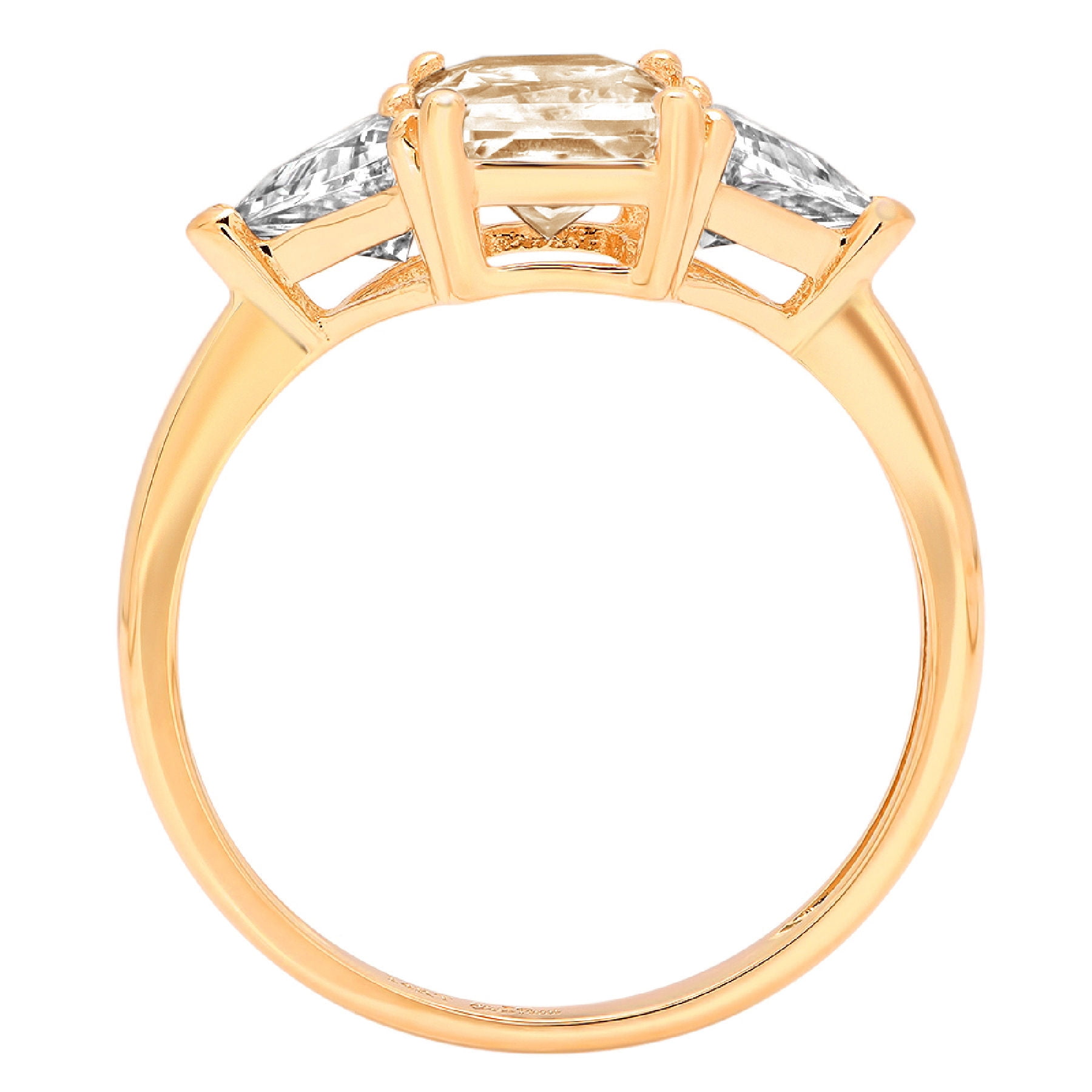 2.82 ct Emerald Cut Natural Morganite Three-Stone Engagement Ring for ...