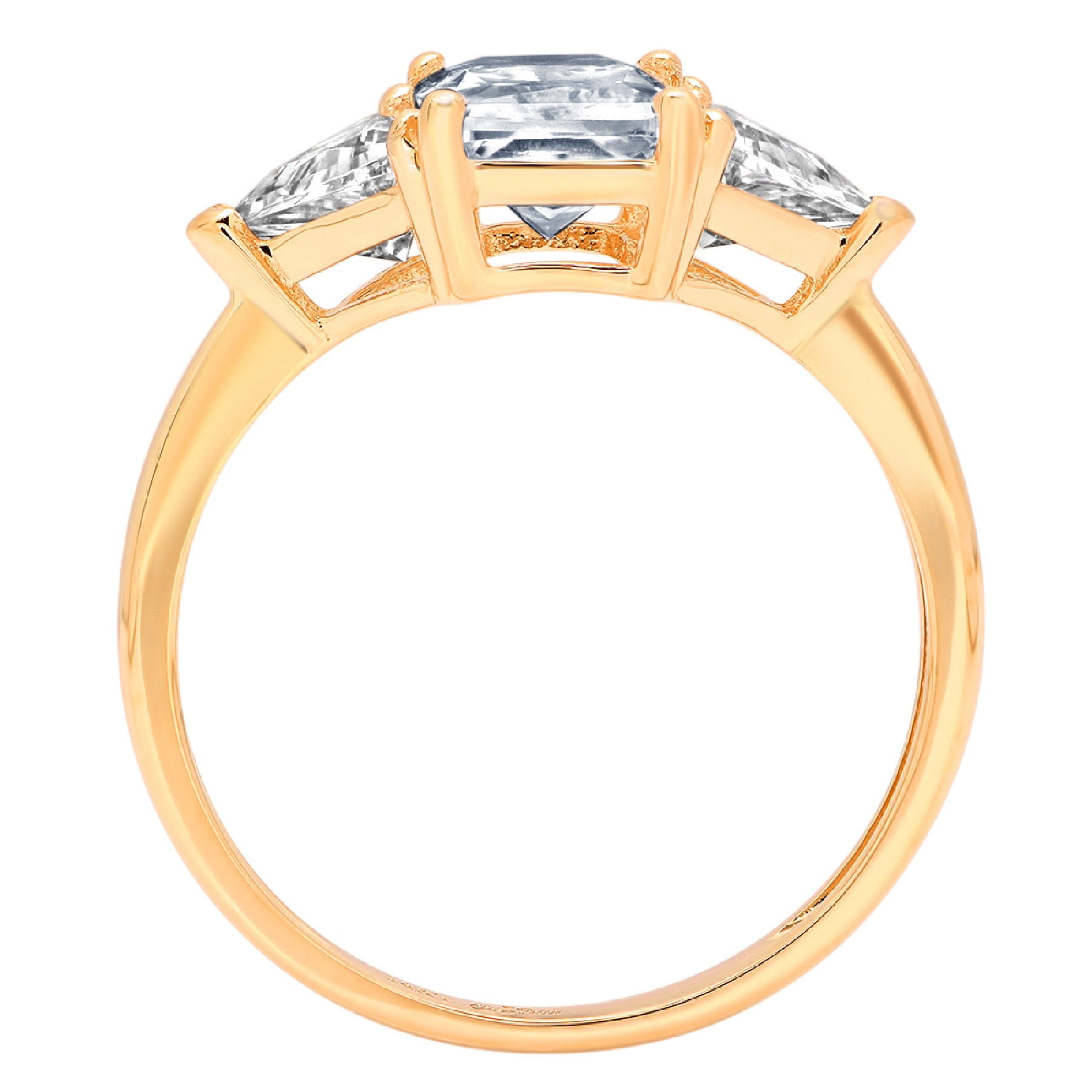 2.82 ct Emerald Cut Natural Swiss Blue Topaz Three-Stone Engagement Ring for Women in 18K Yellow ...