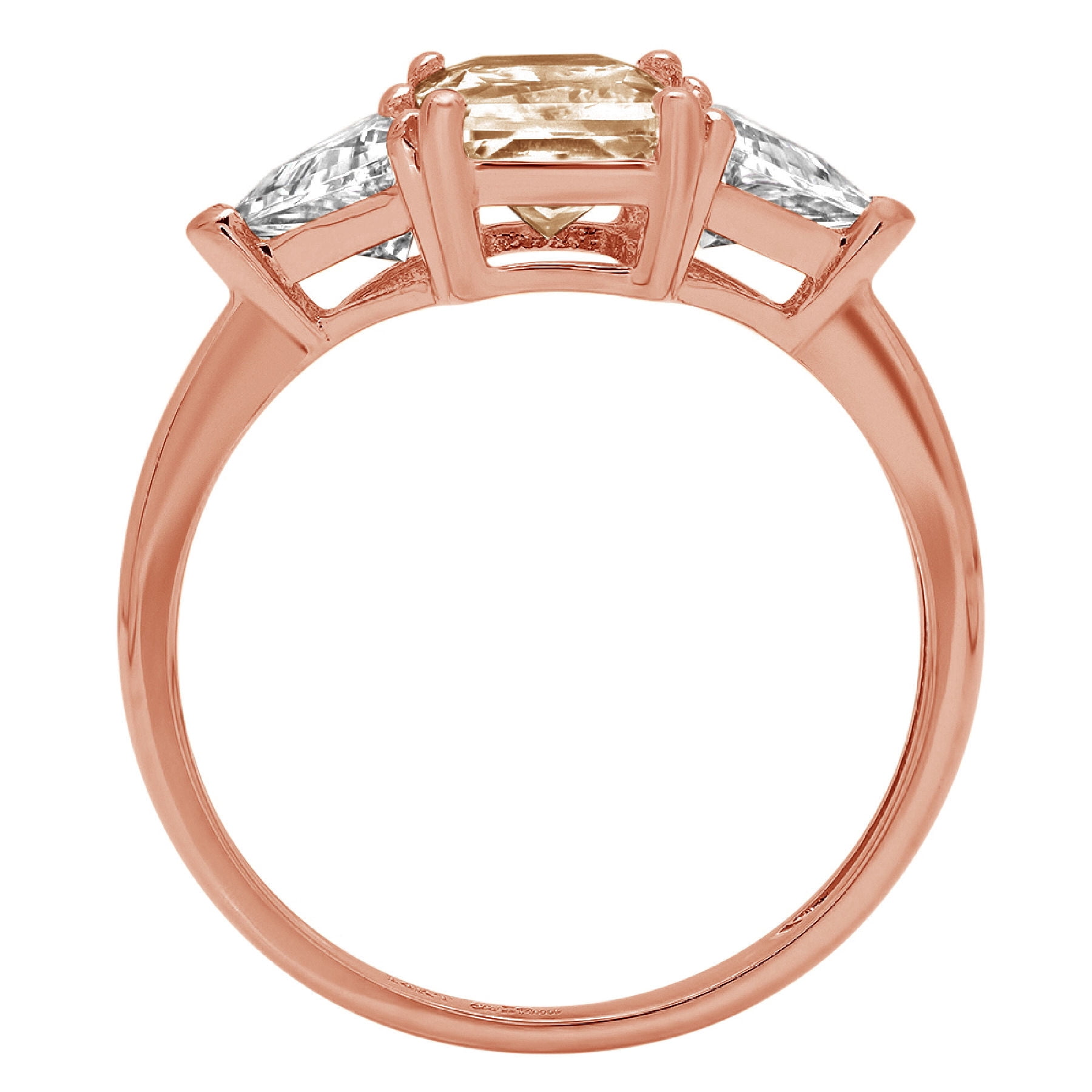 2.82 ct Emerald Cut Simulated Champagne Diamond Three-Stone Engagement ...