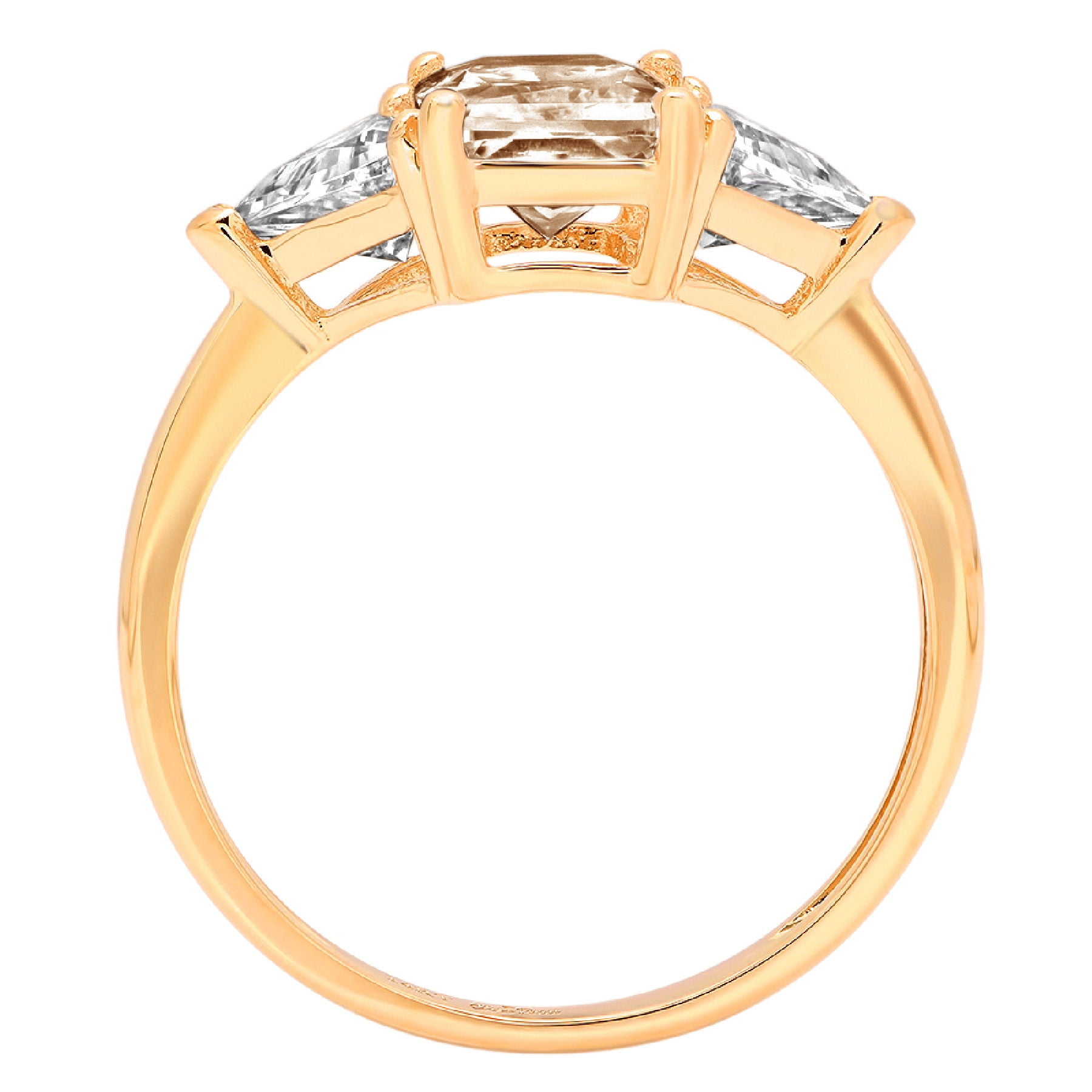 2.82 ct Emerald Cut Simulated Champagne Diamond Three-Stone Engagement ...
