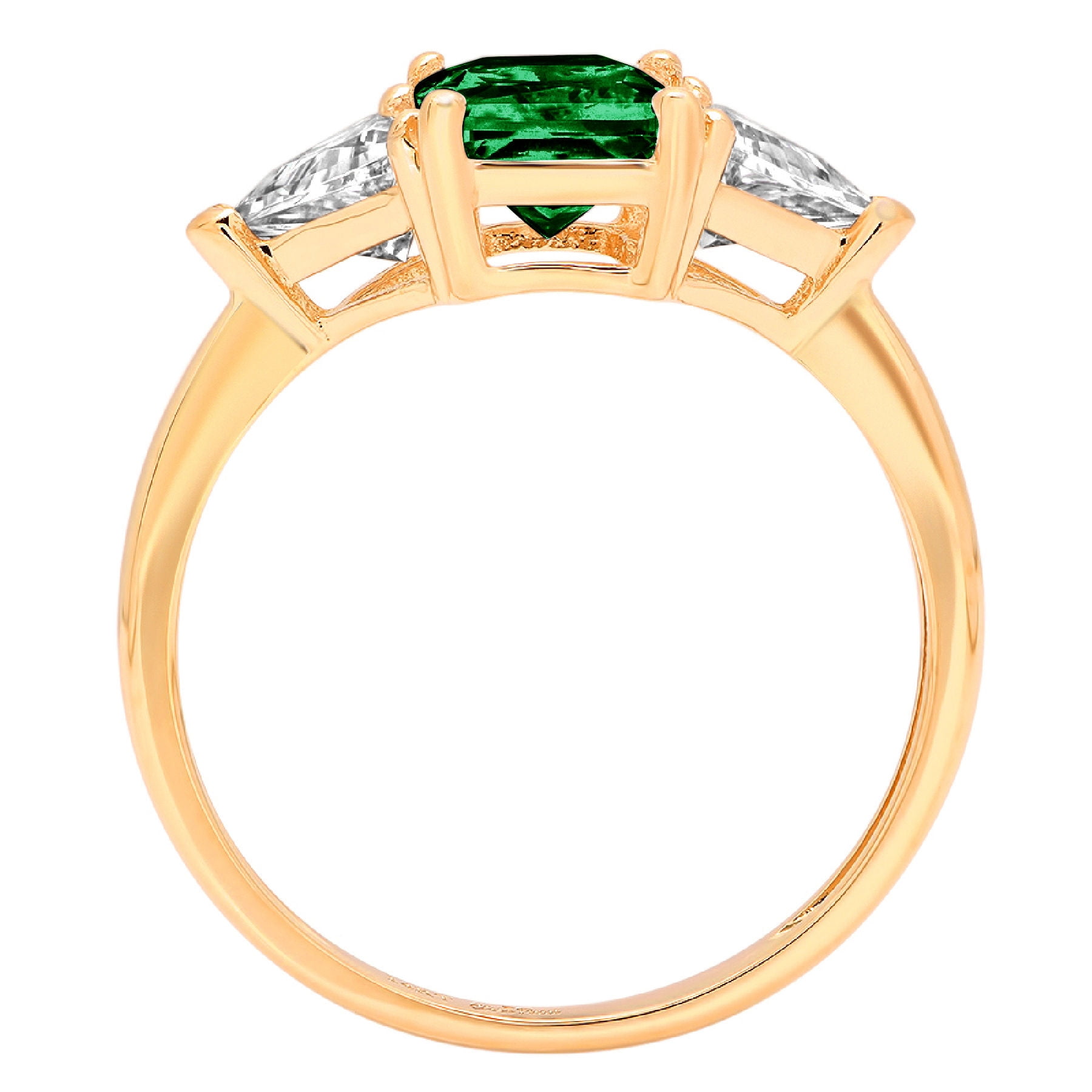 2.82 ct Emerald Cut Simulated Emerald Three-Stone Engagement Ring for ...