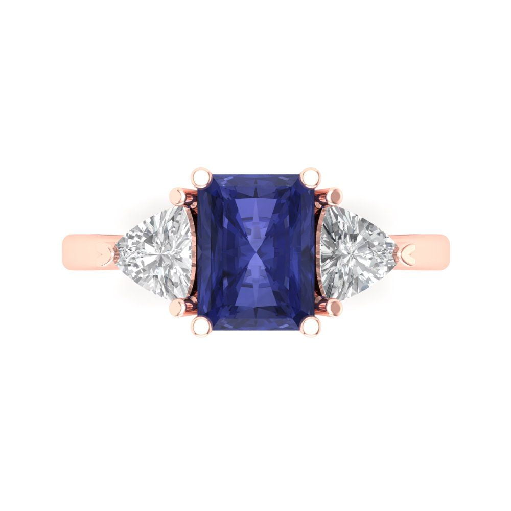 2.82 ctw 3 Stone Anniversary Ring for Women | Emerald Cut Simulated ...