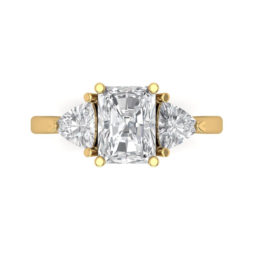 Three-Stone Engagement Ring for Women - 2.82ct Moissanite in 18K Yellow Gold Promise Ring ...