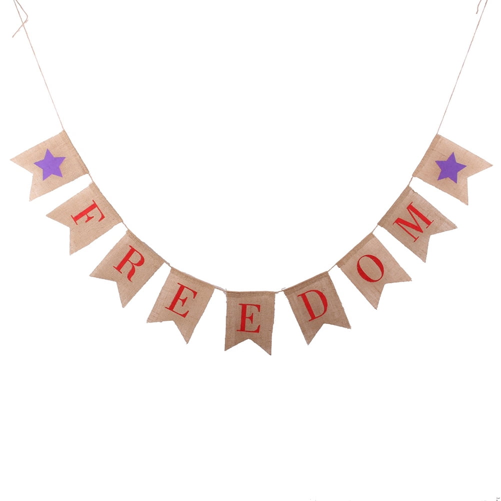 2.8M FREEDOM Burlap Bunting Banners Garland Hanging Decor for ...