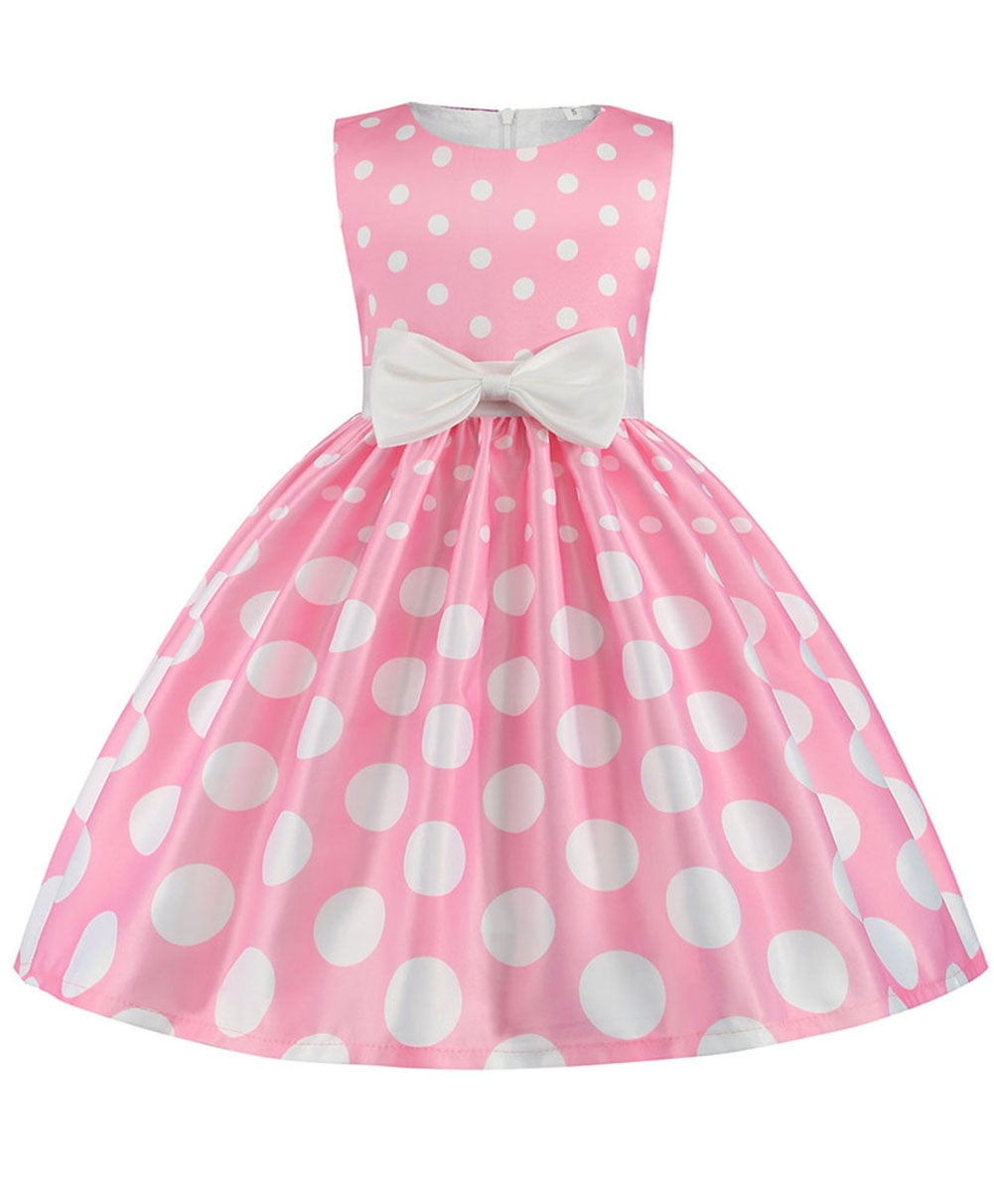 2-8T Baby Girls Sleeveless Polk Dot Princess Dress Kids Birthday Party ...