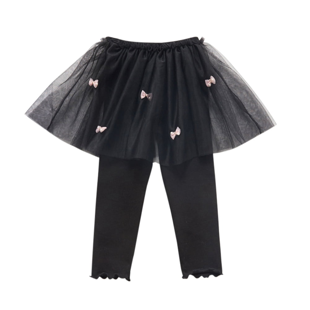 2-8T Girls Footless Leggings Tights with Ruffle Tutu Skirts Kids ...