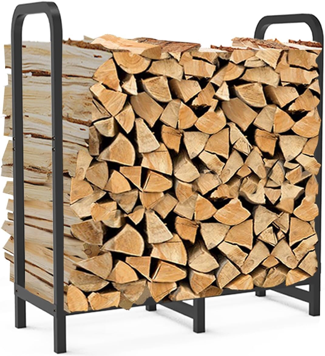2.8ft Firewood Rack Holder, Adjustable Heavy Duty Fire Log Stacker ...