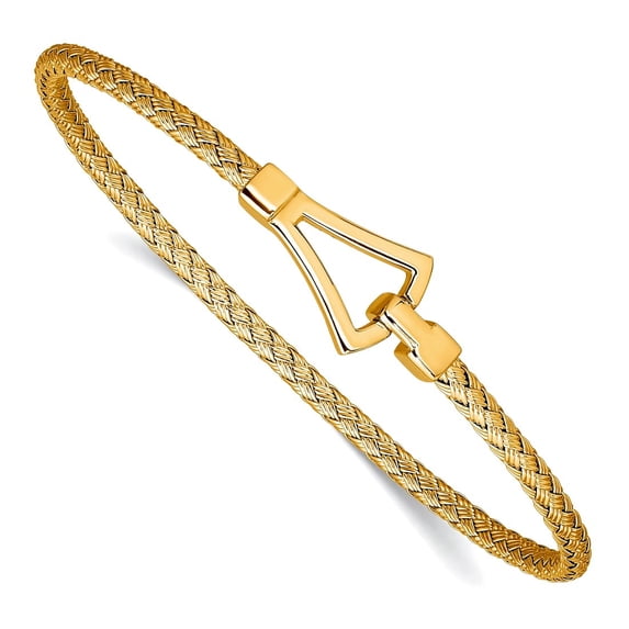 2.8mm 925 Sterling Silver Gold Plated Polished Woven Flexible Hook ...