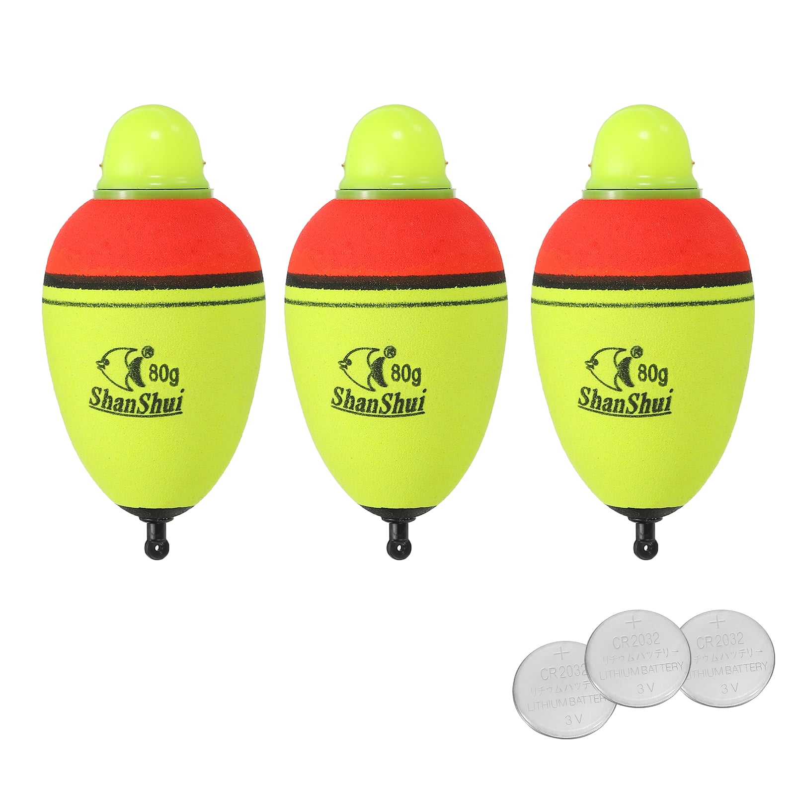 2.8oz Lighted Fishing Slip Bobbers EVA Green Red LED Light Up Fishing ...