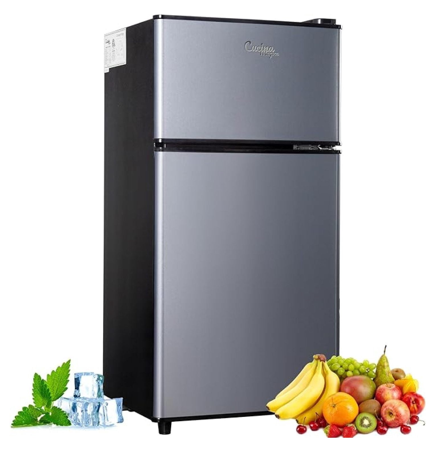 2.9 Cu.Ft Compact Double Door Mini Fridge - Top Freezer & Bottom ...