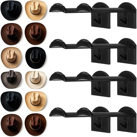 2.9 Inch Hat Hooks for Wall, 8 Pack Cowboy Hat Holder Wide Brimmed Hat ...