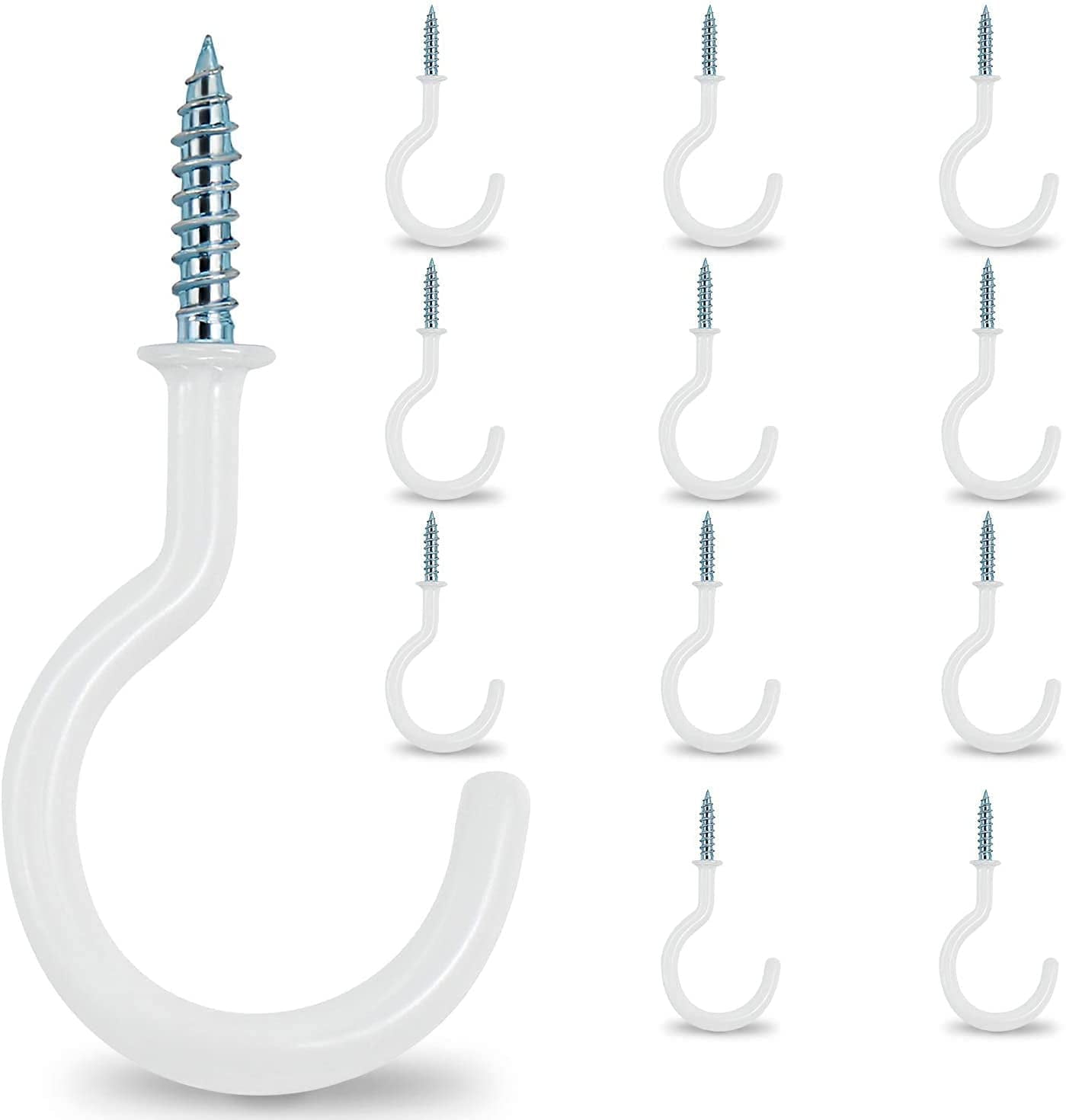 2.9" Large Ceiling Hooks, 12 Pcs Heavy Duty Screw-in Wall Hooks, Vinyl ...