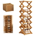 2-9 Tier Foldable Bamboo Shoe Rack, Heavy Duty Collapsible Shoe ...