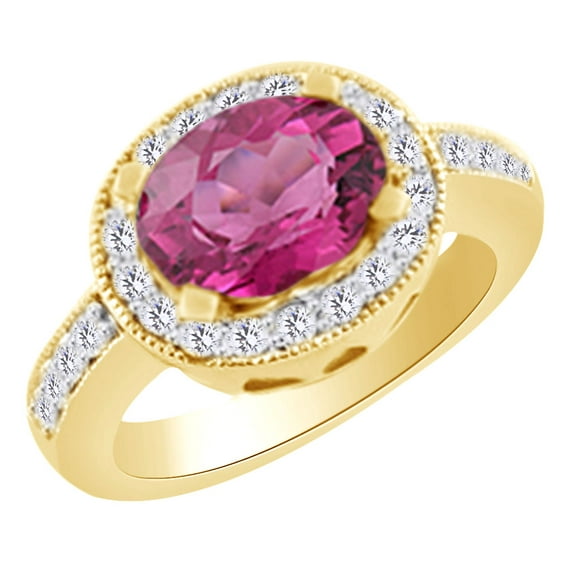 AFFY (2.9 cttw) Simulated Pink Sapphire & White Natural Diamond Halo ...