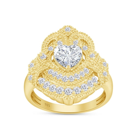 2.90 CT Heart & Round Cut White Simulated Diamond Vintage Antique Art ...