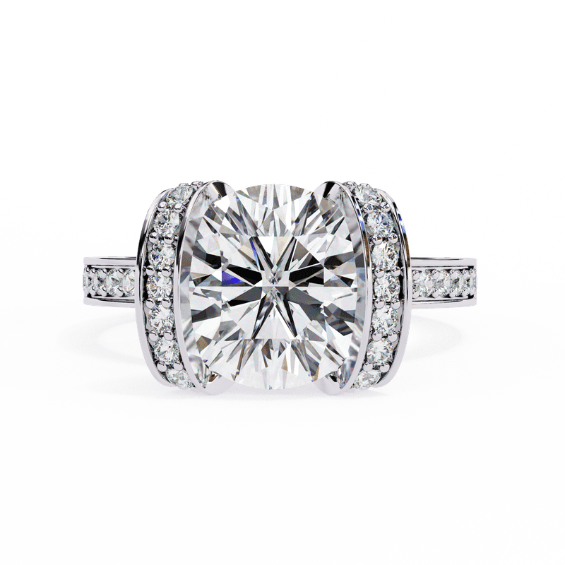 2.92 CT Round Brilliant Cut Lab Grown Diamond Unique Halo Style Wedding Anniversary Ring, 10k ...