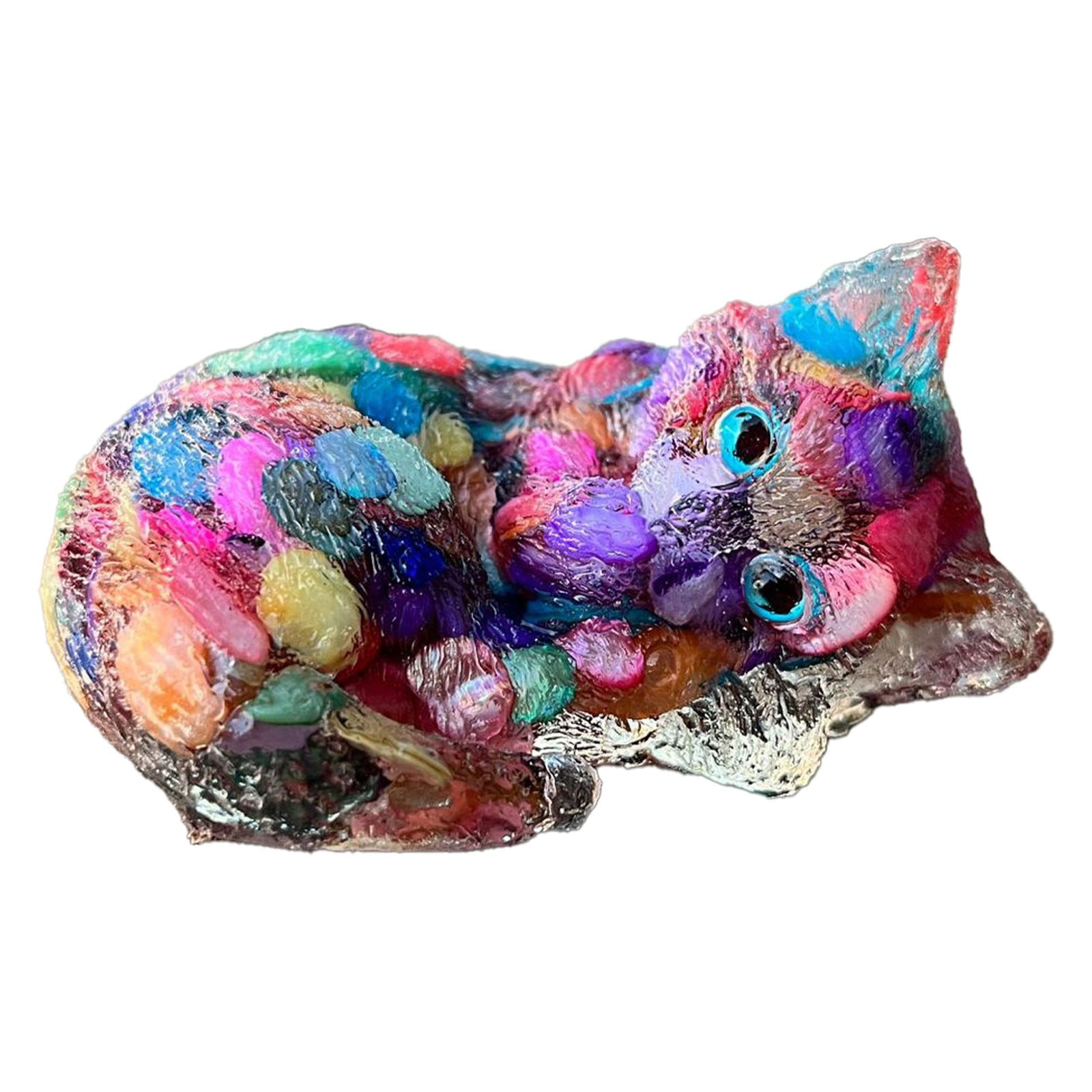 2.95" Cat Ornaments Amethyst Cat Statue Cute Cat Gifts For Women Desk ...