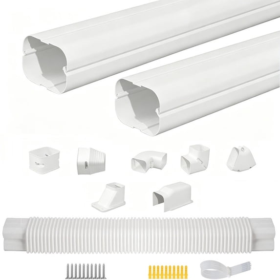 2.95"W 13.12FT Mini Split Line Set Cover, Plastic Line Kit for Outside ...