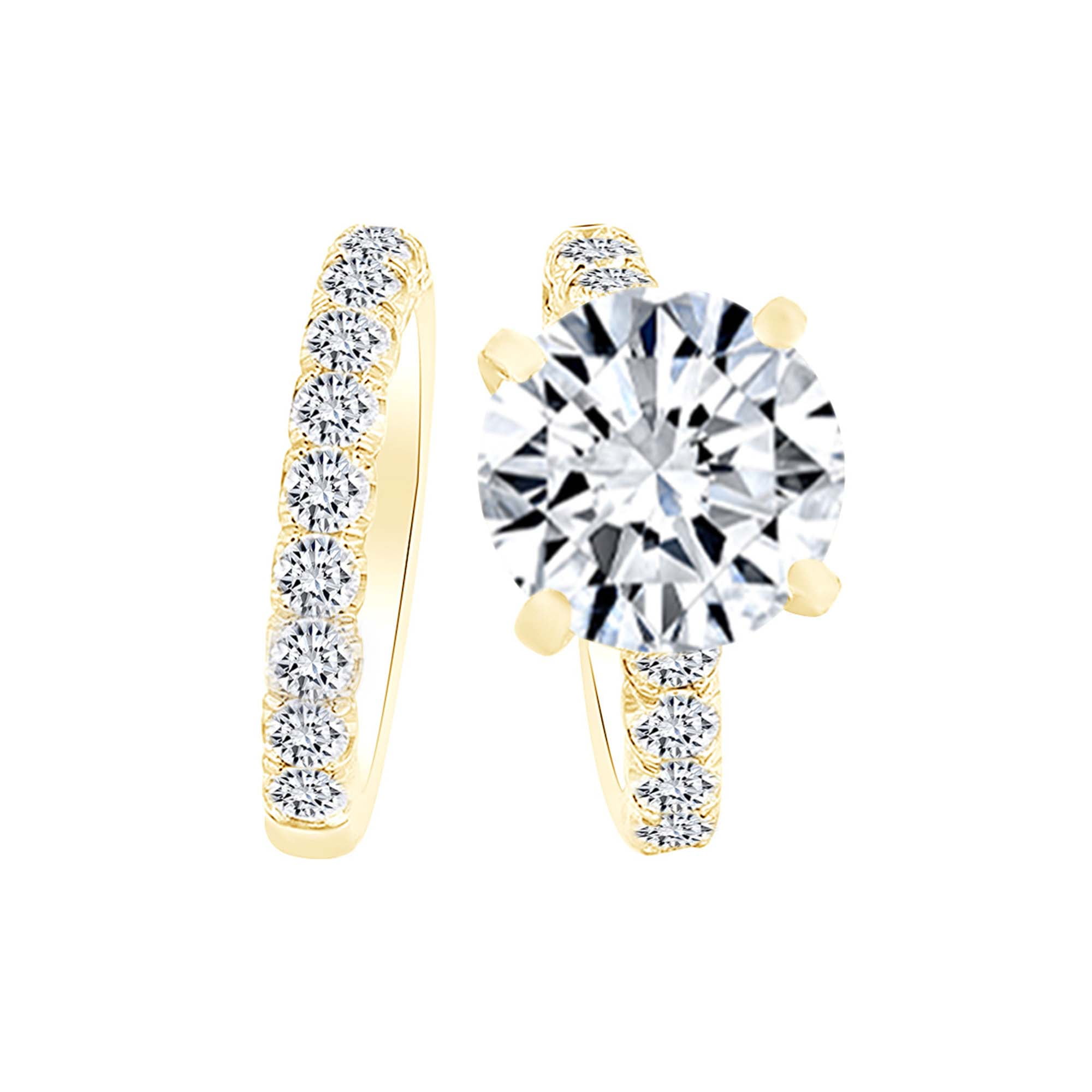 AFFY 2.98 Carat Round Shape White Natural Diamond Semi Mount Engagement ...