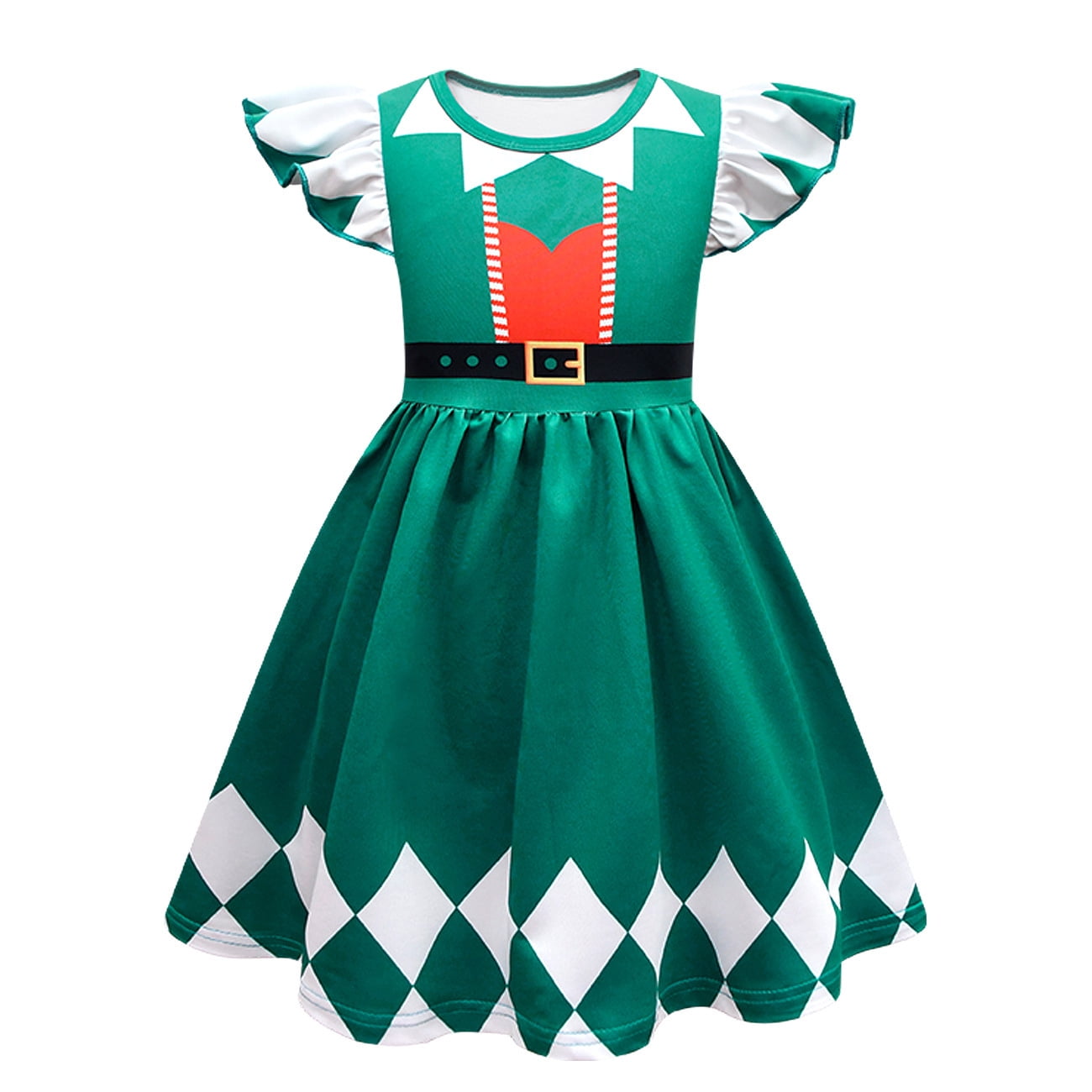 2-9T Girls Ugly Chrismas Dress Short Sleeve Princess Costume Dress Xmas ...