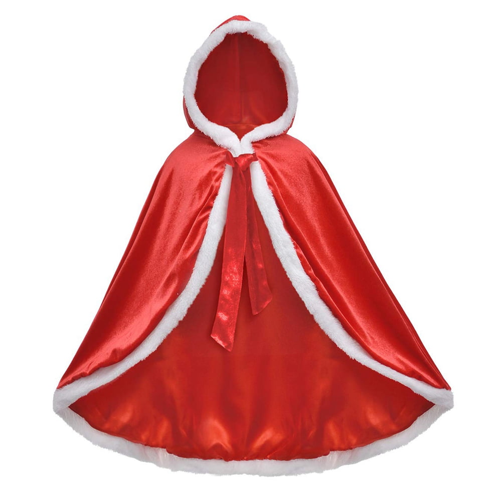 2-9Y Child Baby Christmas Santa Claus Robe Hooded Cloak Mrs Santa Claus ...