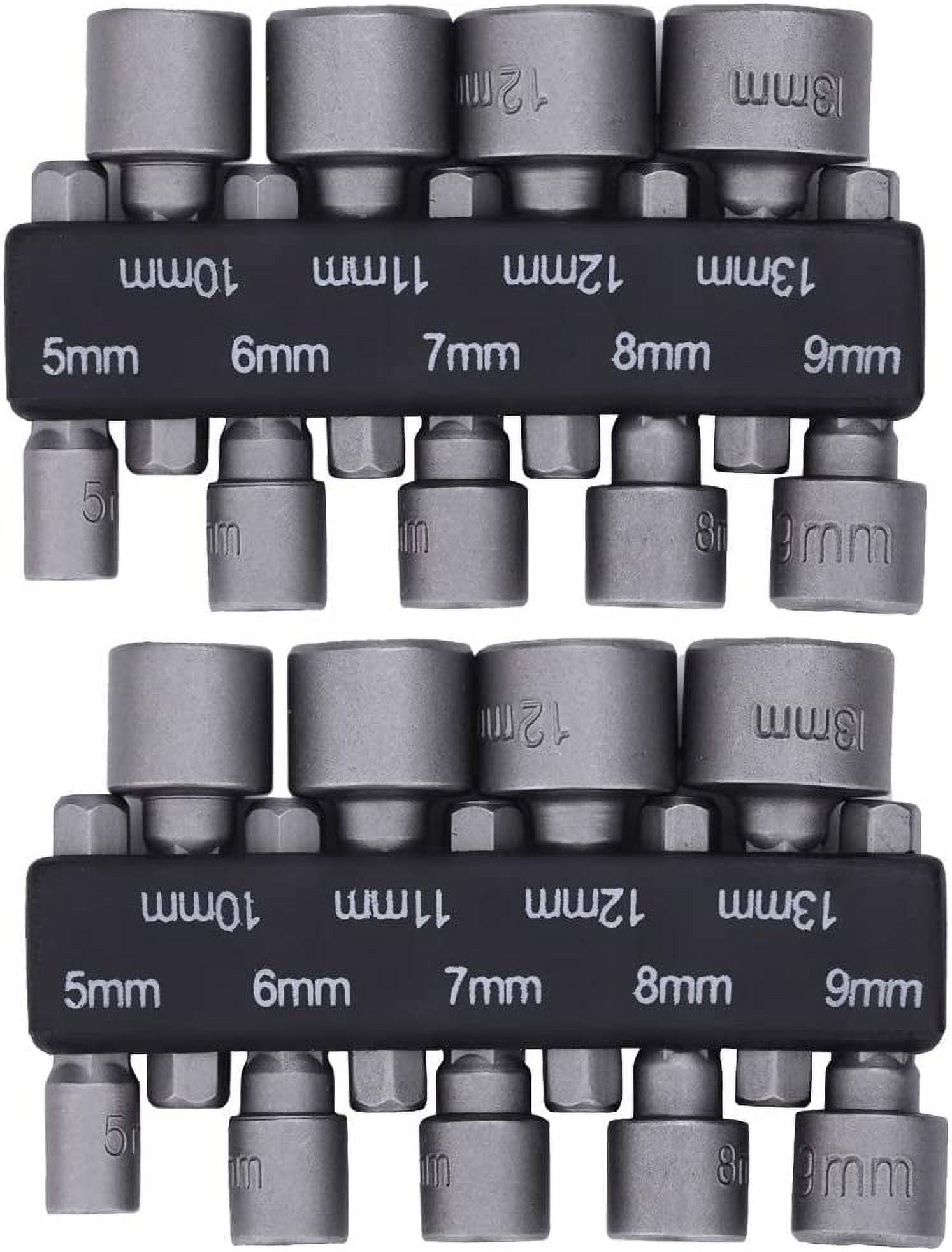 2×9pcs Socket Set Deep Socket Set 5-13mm Socket Wrench Socket Adapter ...