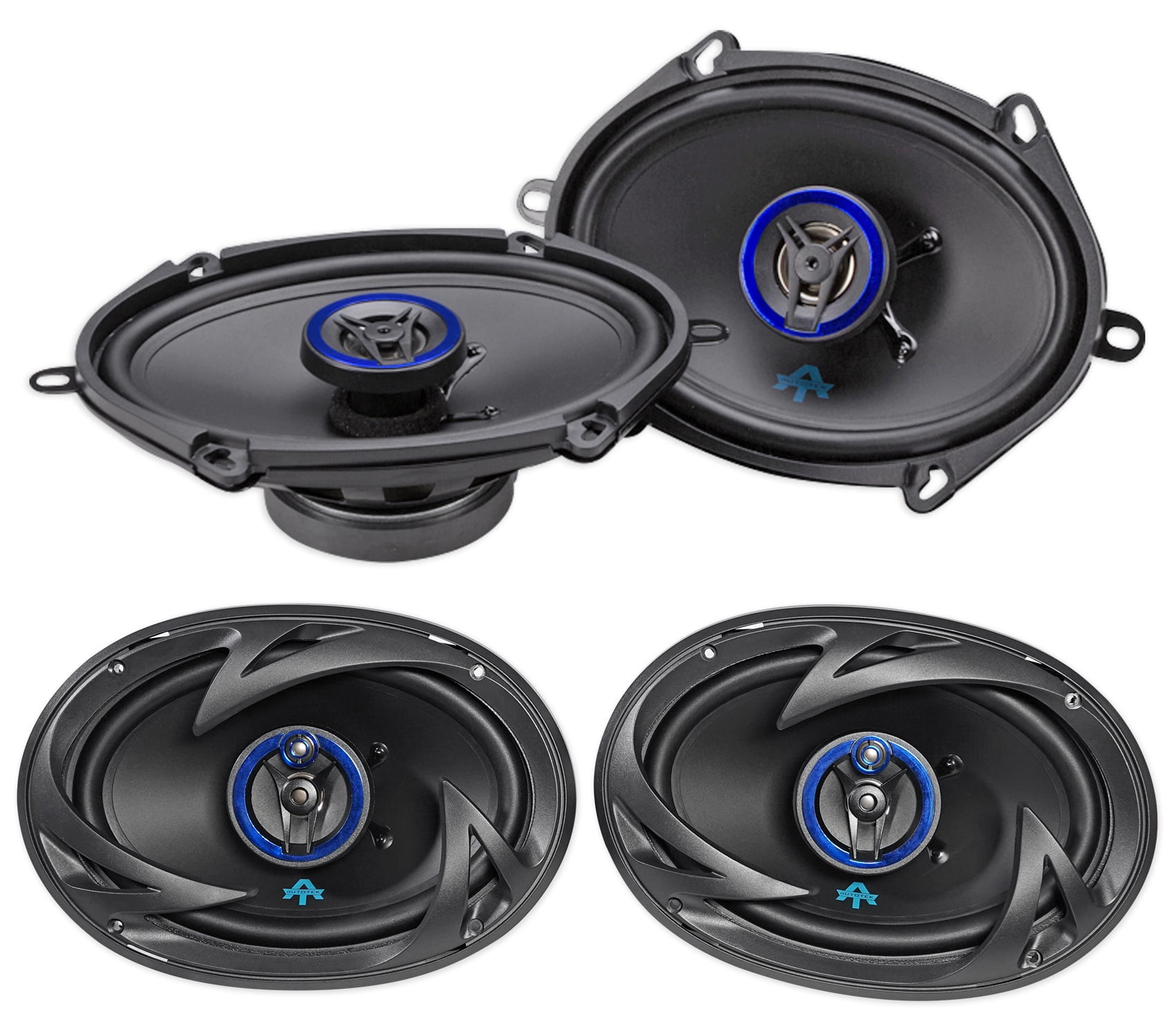 (2) AUTOTEK ATS5768CX 5x7"/6x8" 500w Speakers+(2) ATS693 6x9" 800w ...